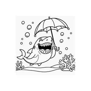 Happy Shark Coloring Pages - Etsy
