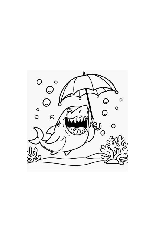 Happy Shark Coloring Pages - Etsy