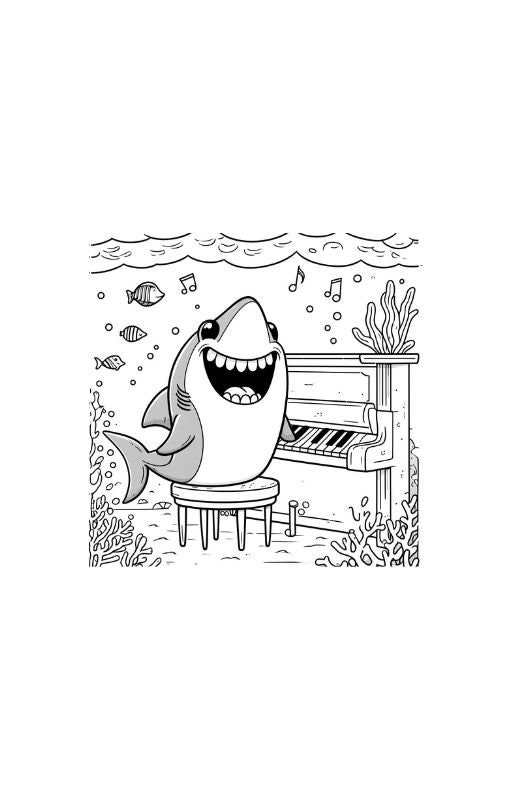Happy Shark Coloring Pages - Etsy