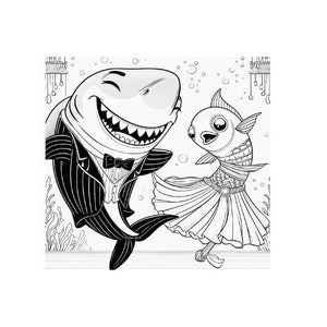 Happy Shark Coloring Pages - Etsy