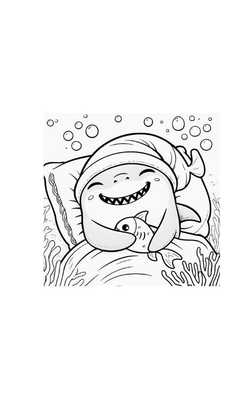 Happy Shark Coloring Pages - Etsy