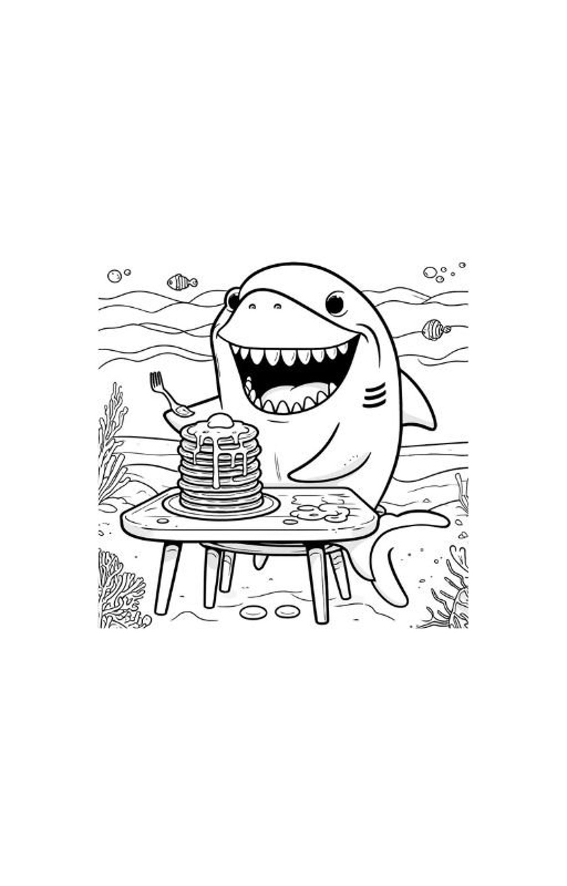 Happy Shark Coloring Pages - Etsy