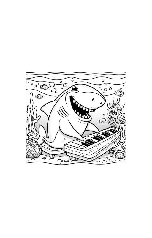 Happy Shark Coloring Pages - Etsy