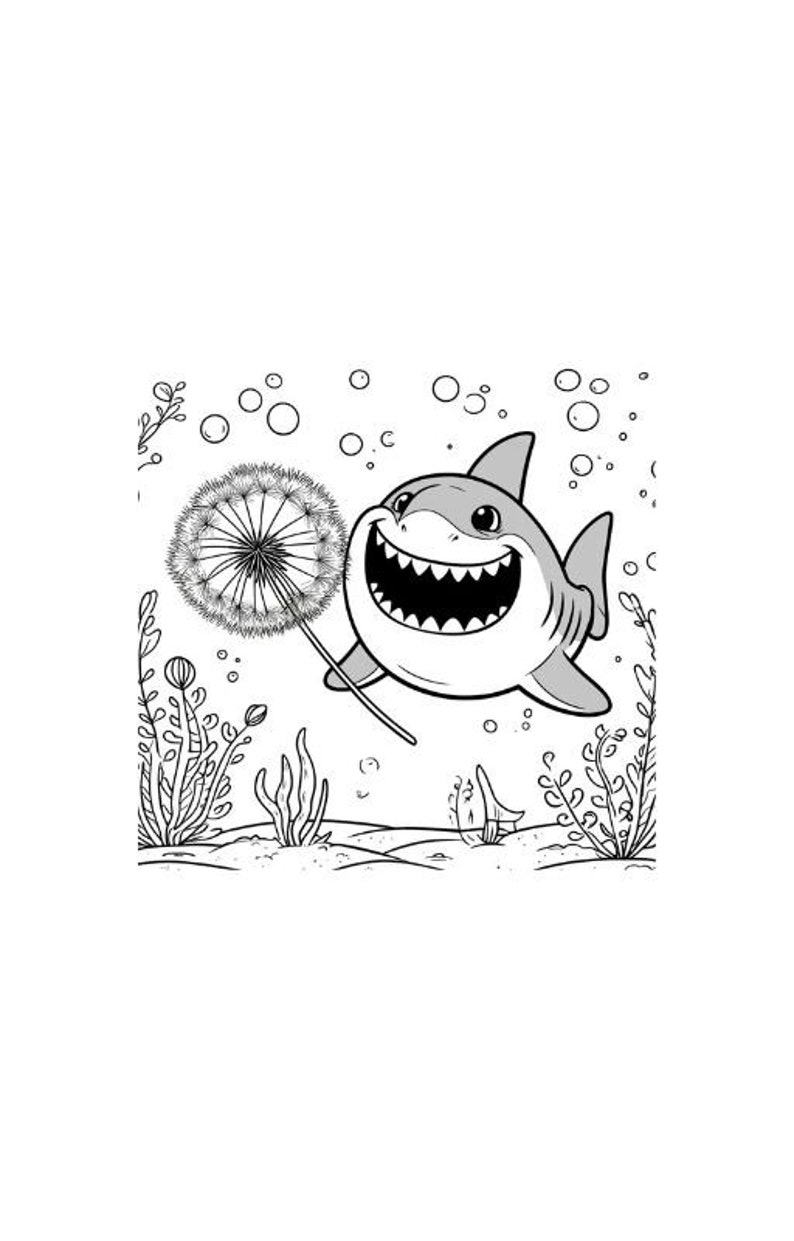Happy Shark Coloring Pages - Etsy