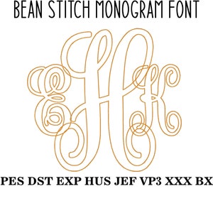 Bean Stitch Embroidery Monogram Font Outline: BX Font Scalable 1.5-6.0 ...