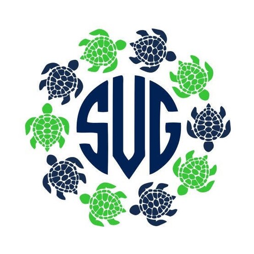 Sea Turtle Monogram Frame SVG Cut File for Cricut Silhouette - Etsy