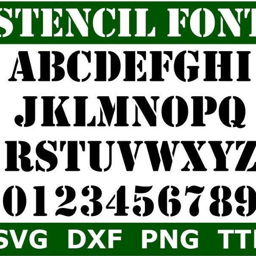 Stencil Font SVG TTF Stencil Alphabet Army Font School - Etsy