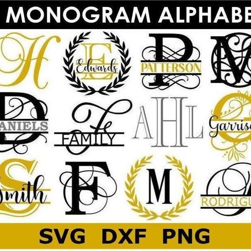 Split Monogram SVG DXF PNG 28 Cut Files Split Monogram - Etsy