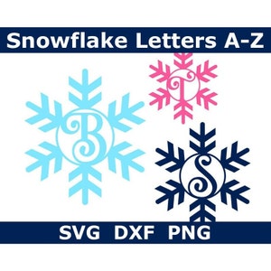Monogram SVG/DXF/PNG Alphabet, Snowflake Letters Alphabet, Digital ...