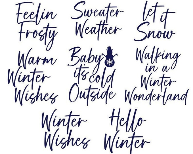 Winter Words SVG Bundle Let It Snow SVG Handwritten Digital - Etsy