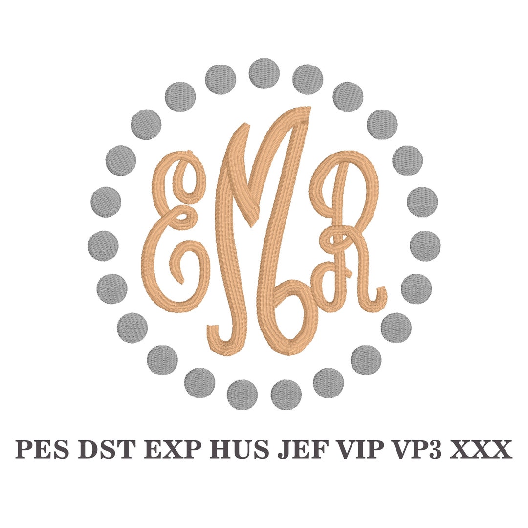 Polka Dot Frame Embroidery Monogram: Machine Embroidery Design (digital ...