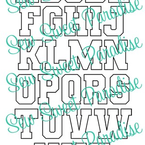 Outline Font SVG/DXF/PNG Ttf Block Letters, School Letters, Instant ...
