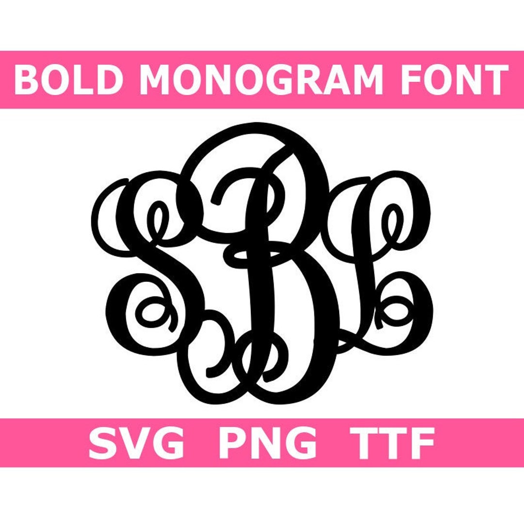 Interlocking Monogram Font SVG/PNG + TTF: Thick Font, Bold Fancy ...