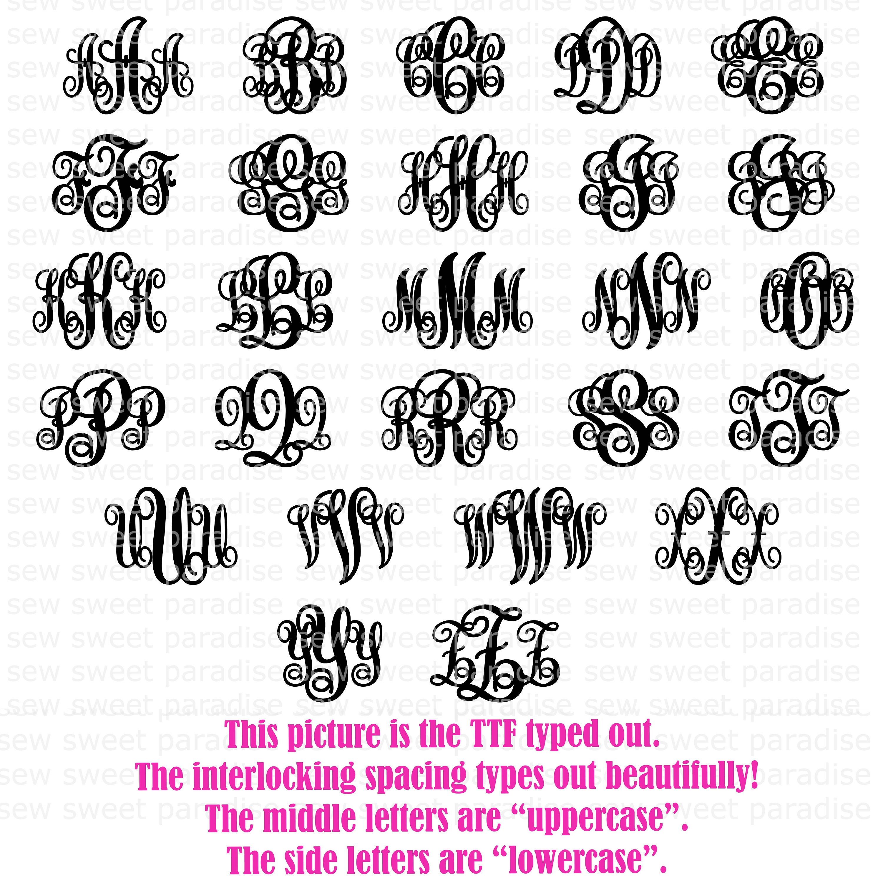 Interlocking Monogram Font SVG/PNG + TTF: Thick Font, Bold Fancy ...