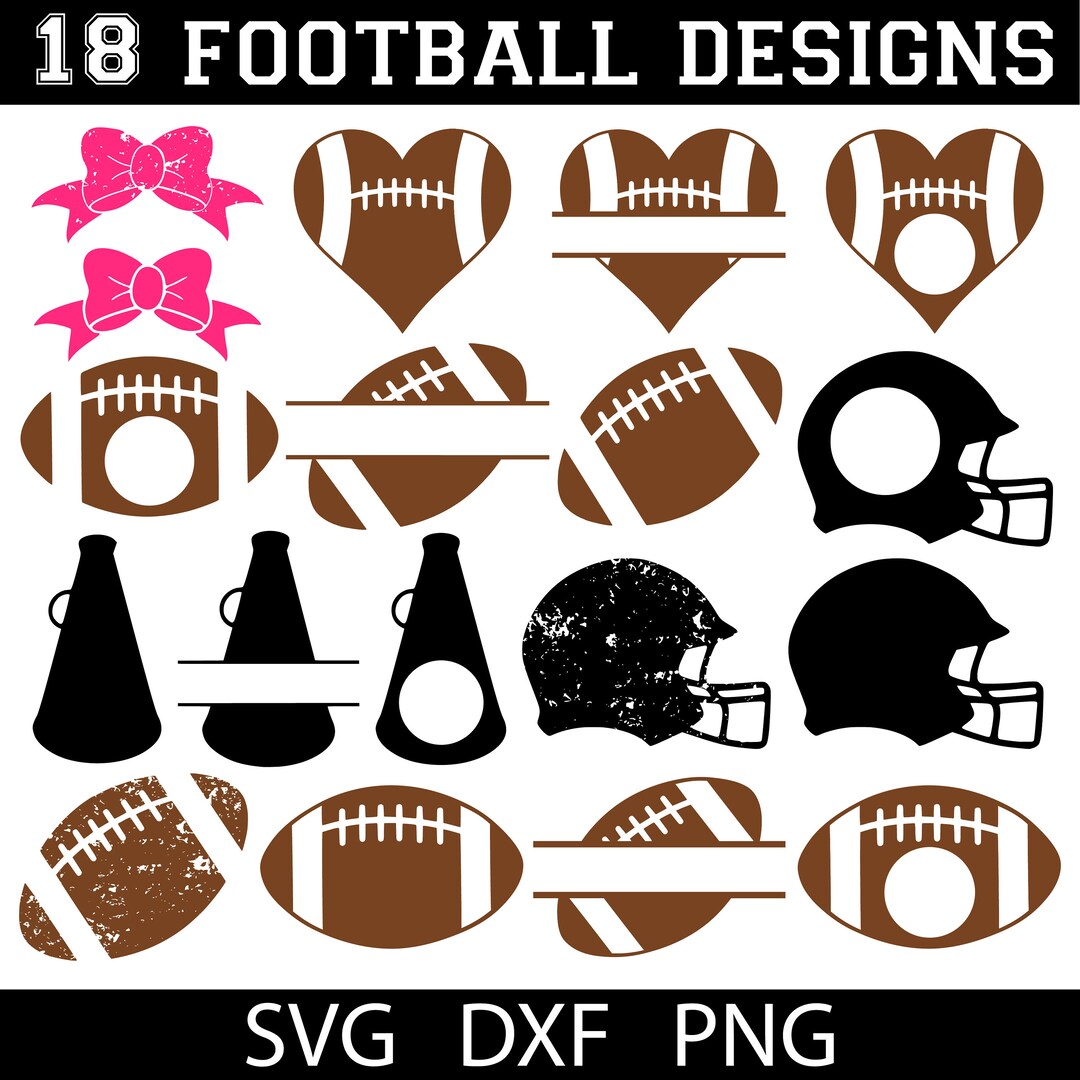 Football SVG/PNG Bundle, Football Frames, Cheer, Instant Download, 18 ...