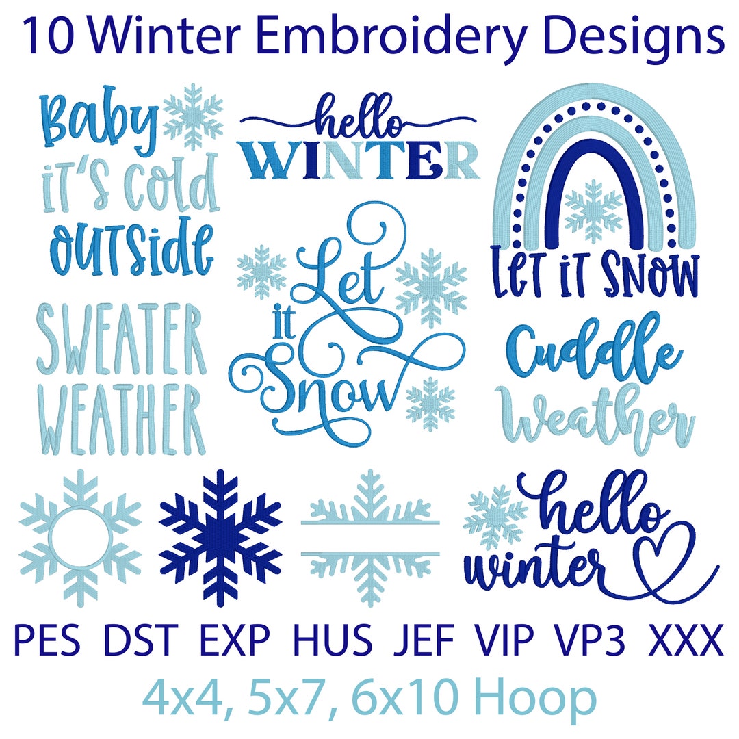 Winter Embroidery Designs: Snowflakes, 10 Designs, PES + 7 Formats ...