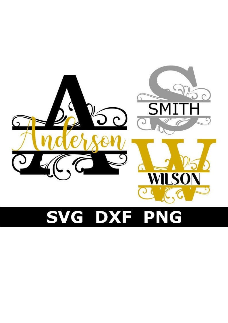 Split Monogram SVG/DXF/PNG Split Monogram Frame Alphabet | Etsy Canada
