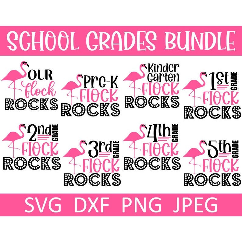 School SVG Bundle Flamingo SVG Our Flock Rocks SVG Digital - Etsy New ...