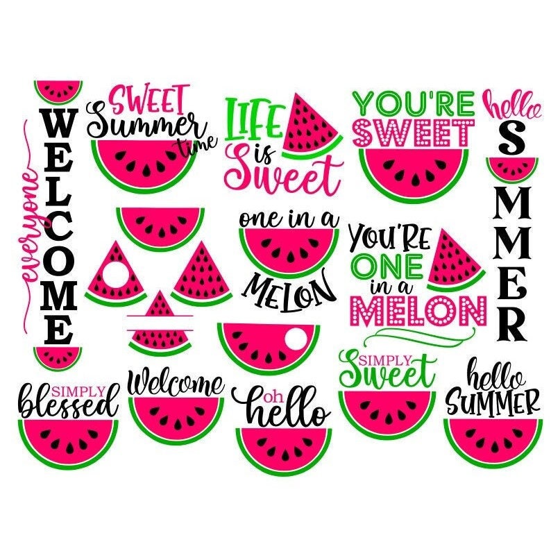 Watermelon Svg Bundle Hello Summer Svg Porch Sign Svg Etsy