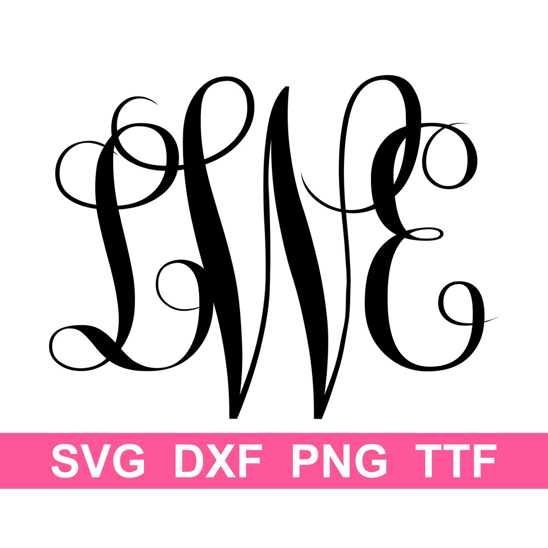 Monogram SVG + TTF Alphabet, Fancy Monogram, Instant Download, Cut ...
