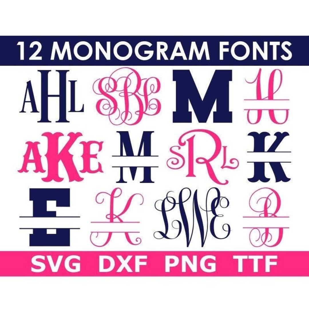 12 Monogram SVG Bundle Installable TTF 12 Monogram Fonts - Etsy