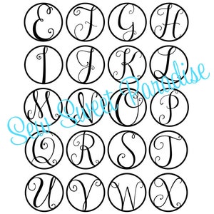 Monogram SVG/DXF/PNG, Keychain Script Circle Alphabet, Instant Download ...