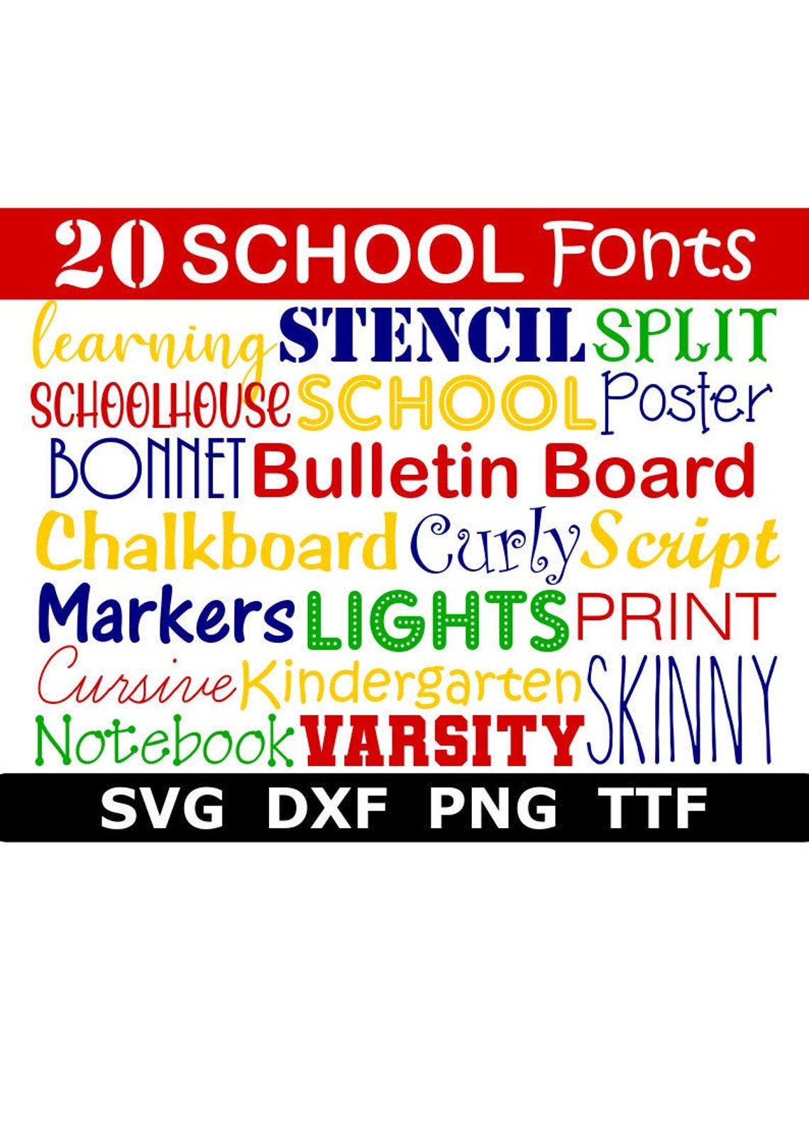 20 School Fonts Bundle 20 School Fonts Sports Font Teacher | Etsy