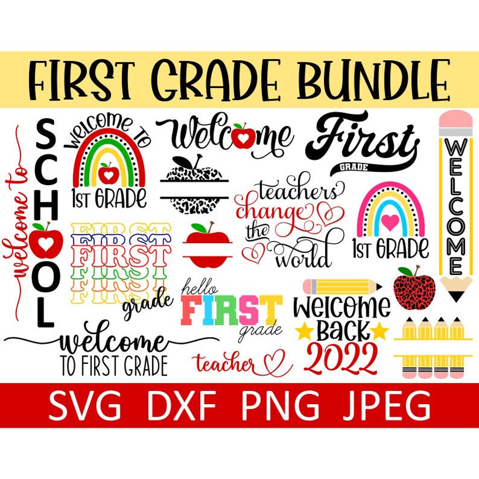 First Grade SVG Bundle 1st Grade SVG School Teacher SVG - Etsy