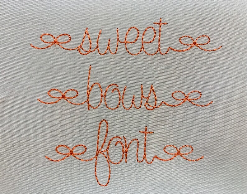 Coquette Bow BX Embroidery Font: Bean Stitch Cursive Scalable BX Font 1 ...