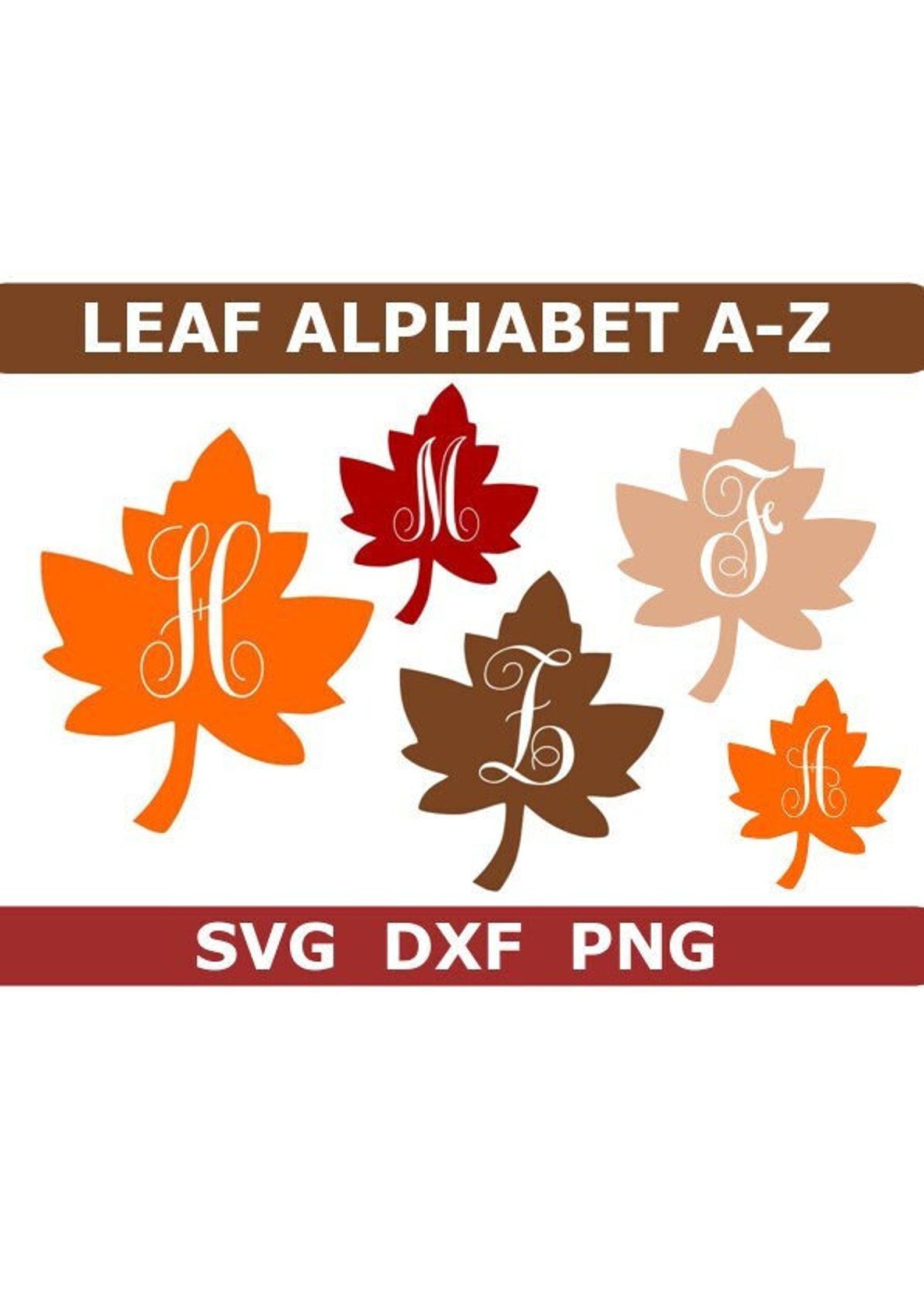 Leaf Monogram SVG/DXF/PNG Leaf Fancy Letters Alphabet | Etsy