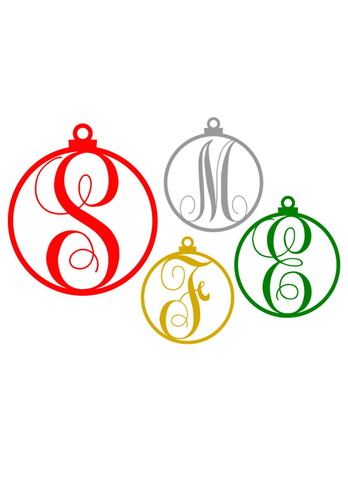 Monogram SVG/DXF/PNG Alphabet Christmas Ornament Letters | Etsy
