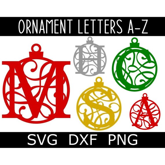 Monogram SVG/DXF/PNG Alphabet Christmas Ornament Flourish - Etsy