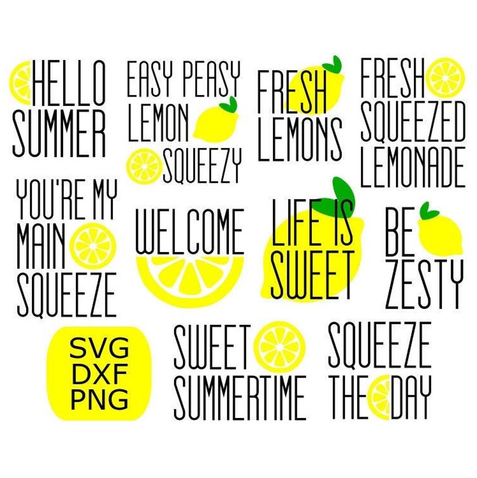Lemon SVG Bundle Hello Summer SVG Lemon Sign SVG Digital - Etsy Canada