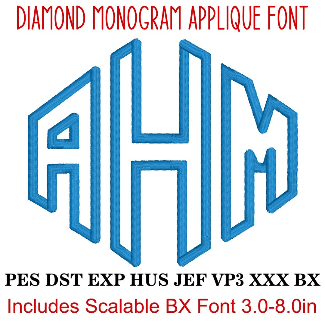 Diamond Monogram Embroidery Font, MACHINE EMBROIDERY, Diamond Monogram ...