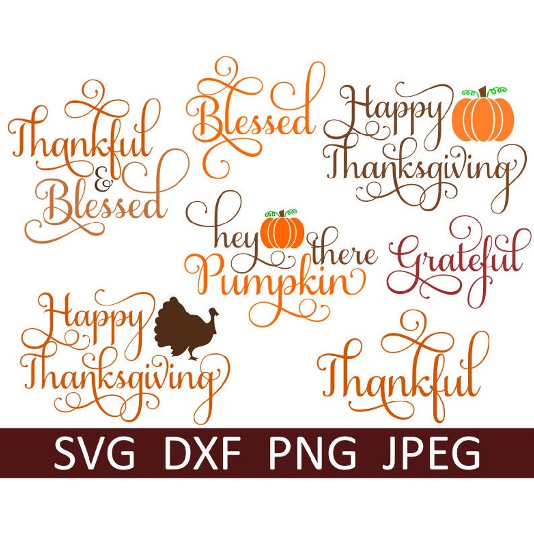 Fall SVG Bundle, Thankful and Blessed, Happy Thanksgiving, Digital ...
