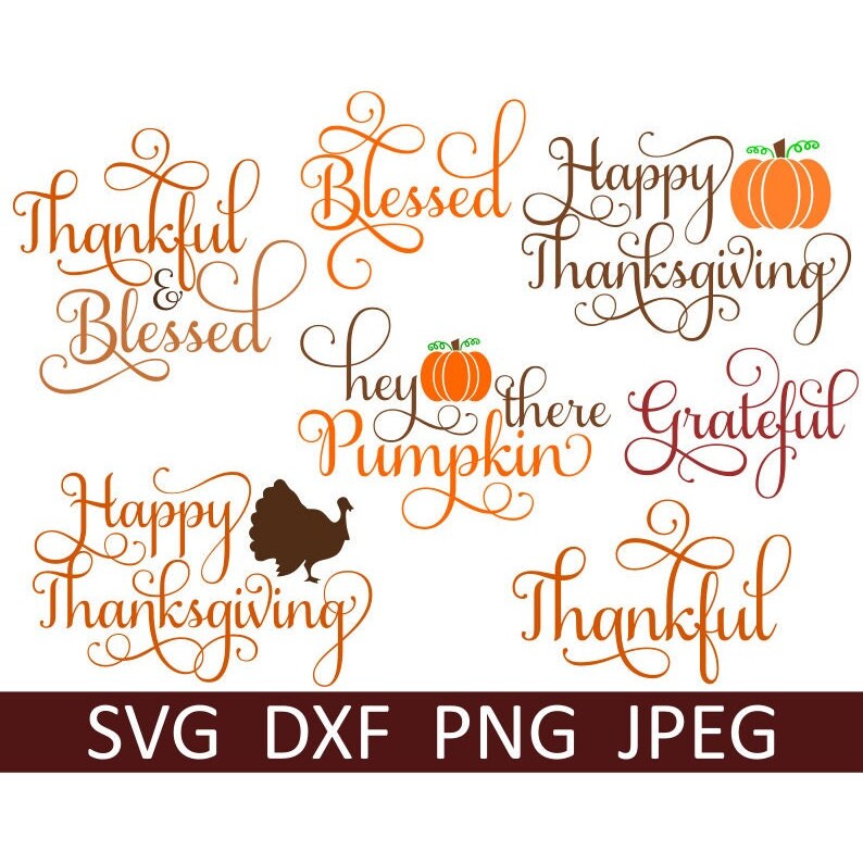 Fall SVG Bundle Thankful and Blessed Happy Thanksgiving - Etsy