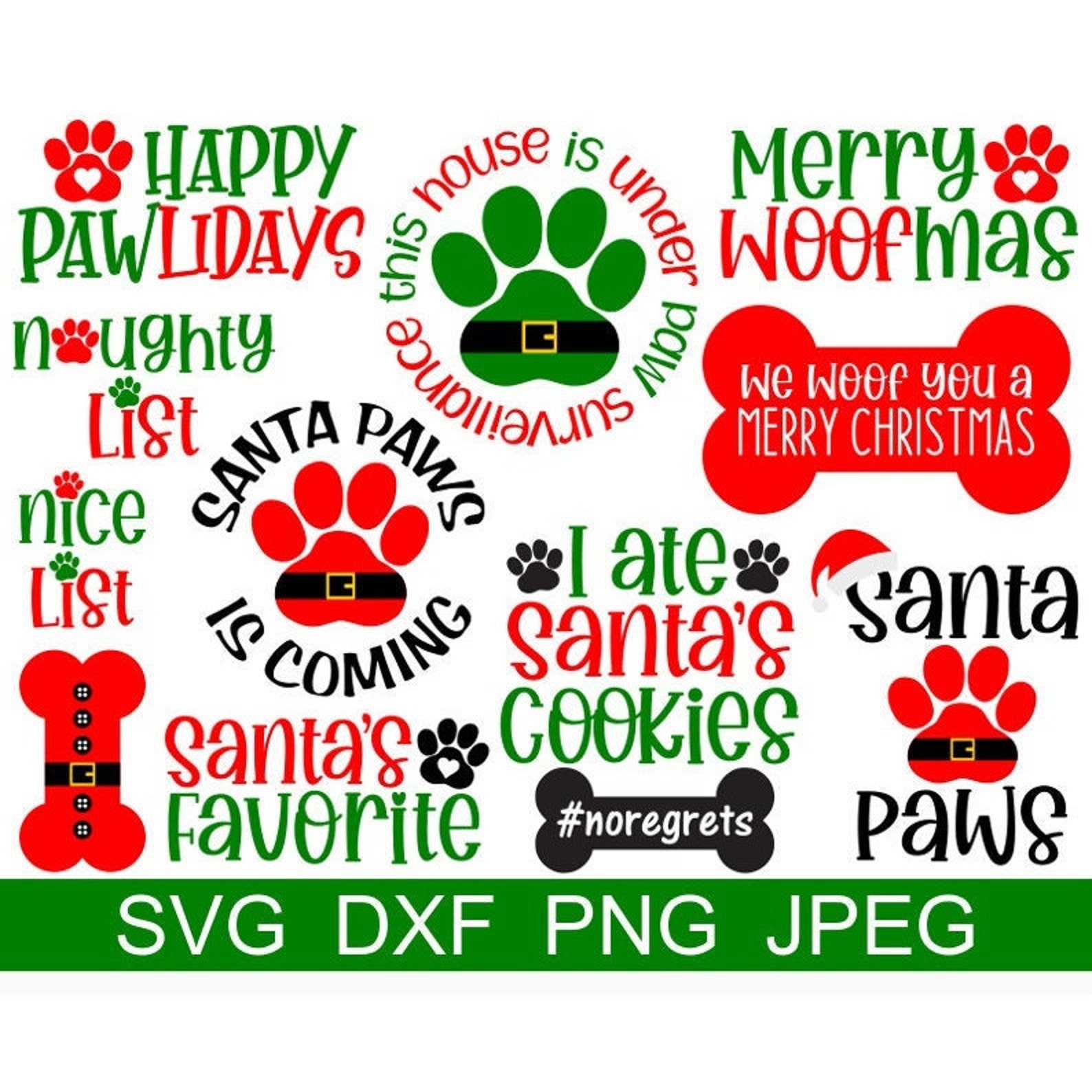 Santa Paws SVG Bundle Christmas Dog SVG Pawlidays Digital - Etsy Canada