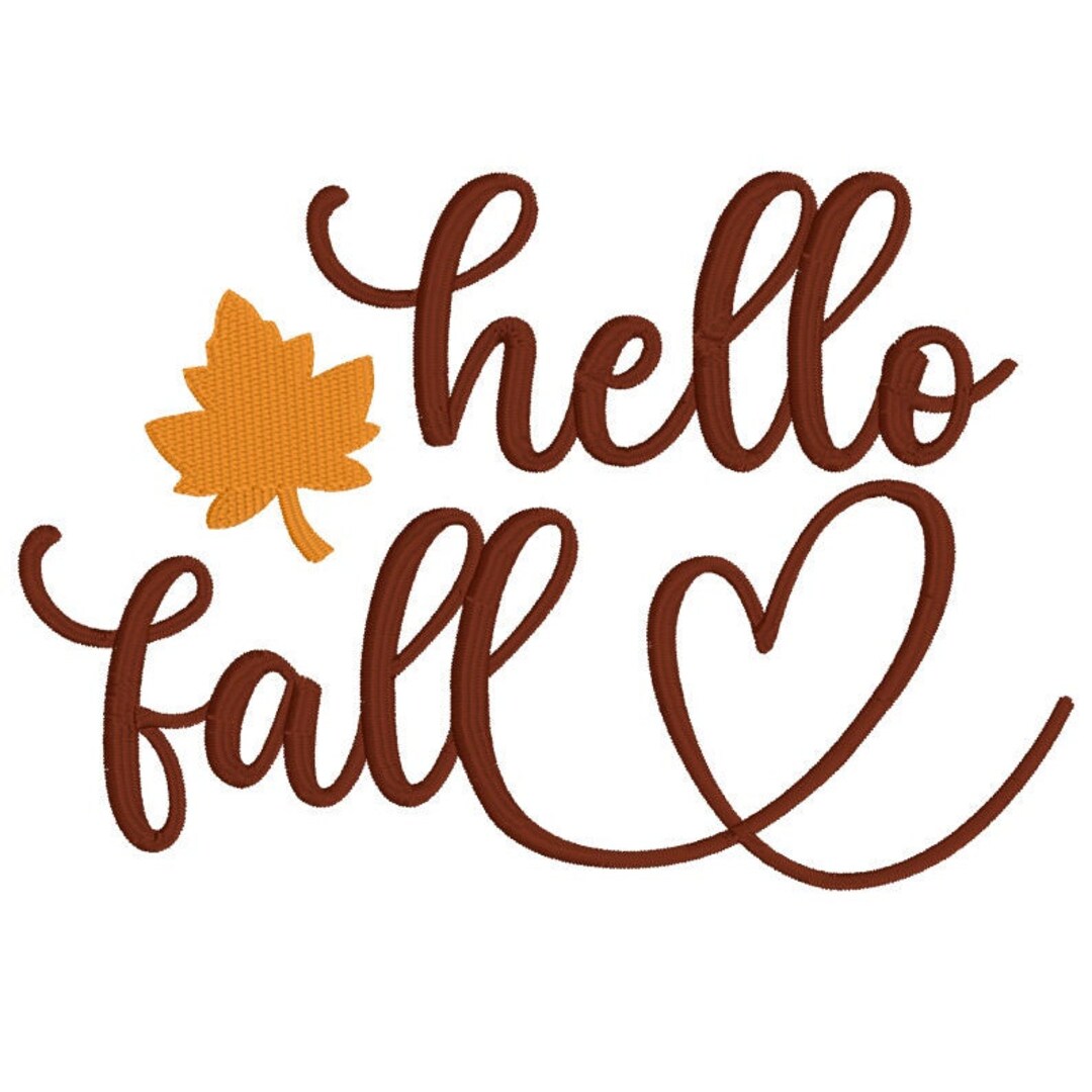 Hello Fall Embroidery Design: Autumn Leaf, 4x4 5x7 6x10 7x12 Hoop, Pes ...