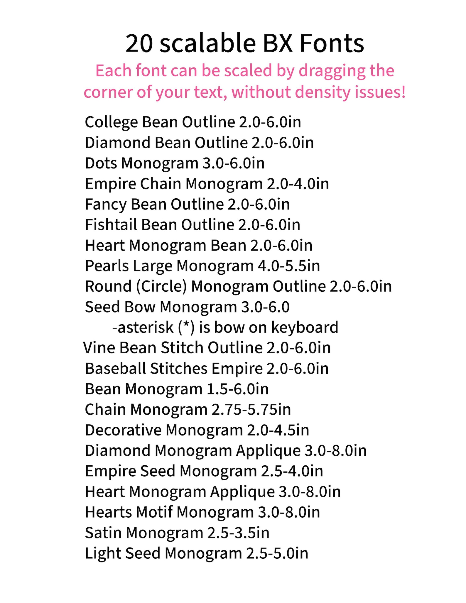20 BX Embroidery Monogram Fonts Bundle: Chain Stitch, Bean, Pearl ...