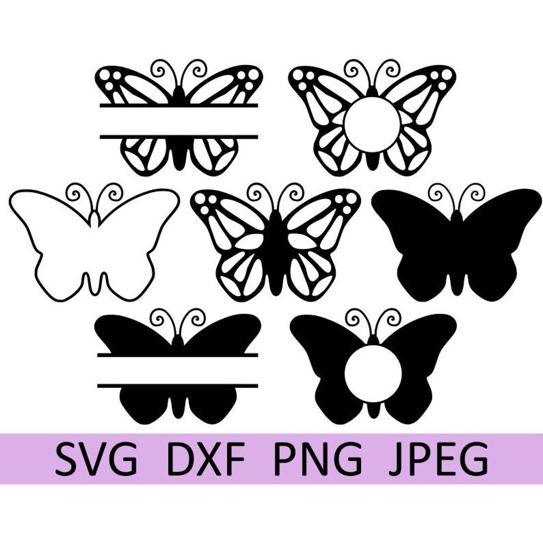 Butterfly SVG Bundle, Name Frame SVG, Monogram Frame SVG, Digital ...