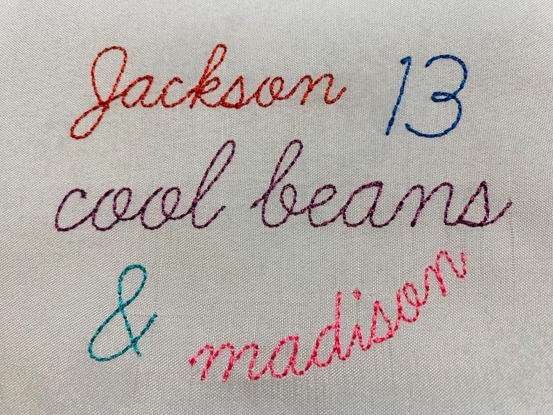 Bean Stitch Embroidery Font: Cursive Writing Scalable BX .5 Inch - 4.0 ...