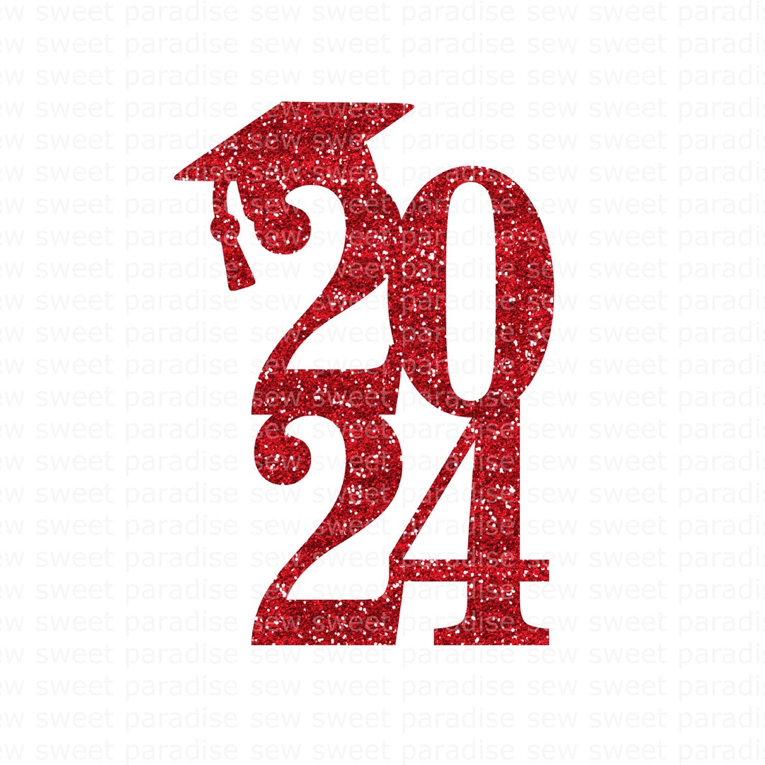 Graduation 2024 PNG Design, Grad Cap 2024 Cake Topper PNG Design, Red ...