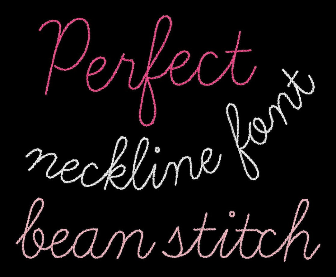Bean Stitch Neckline Machine Embroidery Font, Scalable BX Font, Half ...