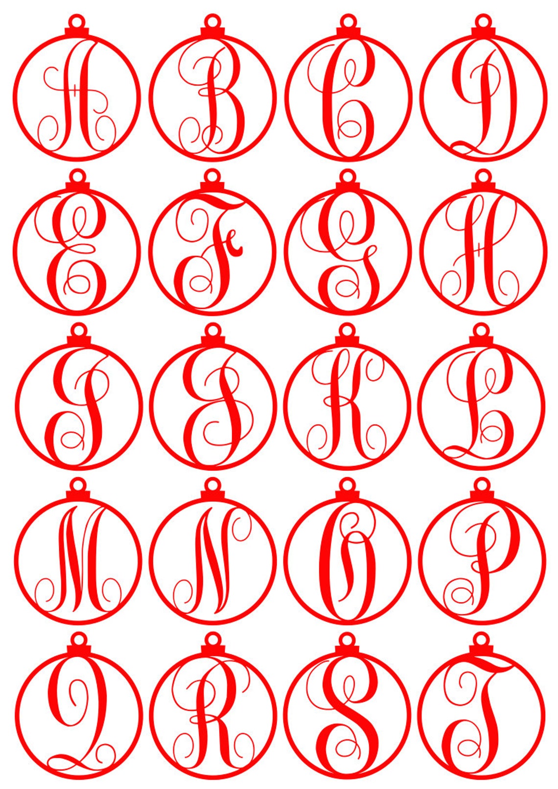 Monogram SVG/DXF/PNG Alphabet Christmas Ornament Letters - Etsy