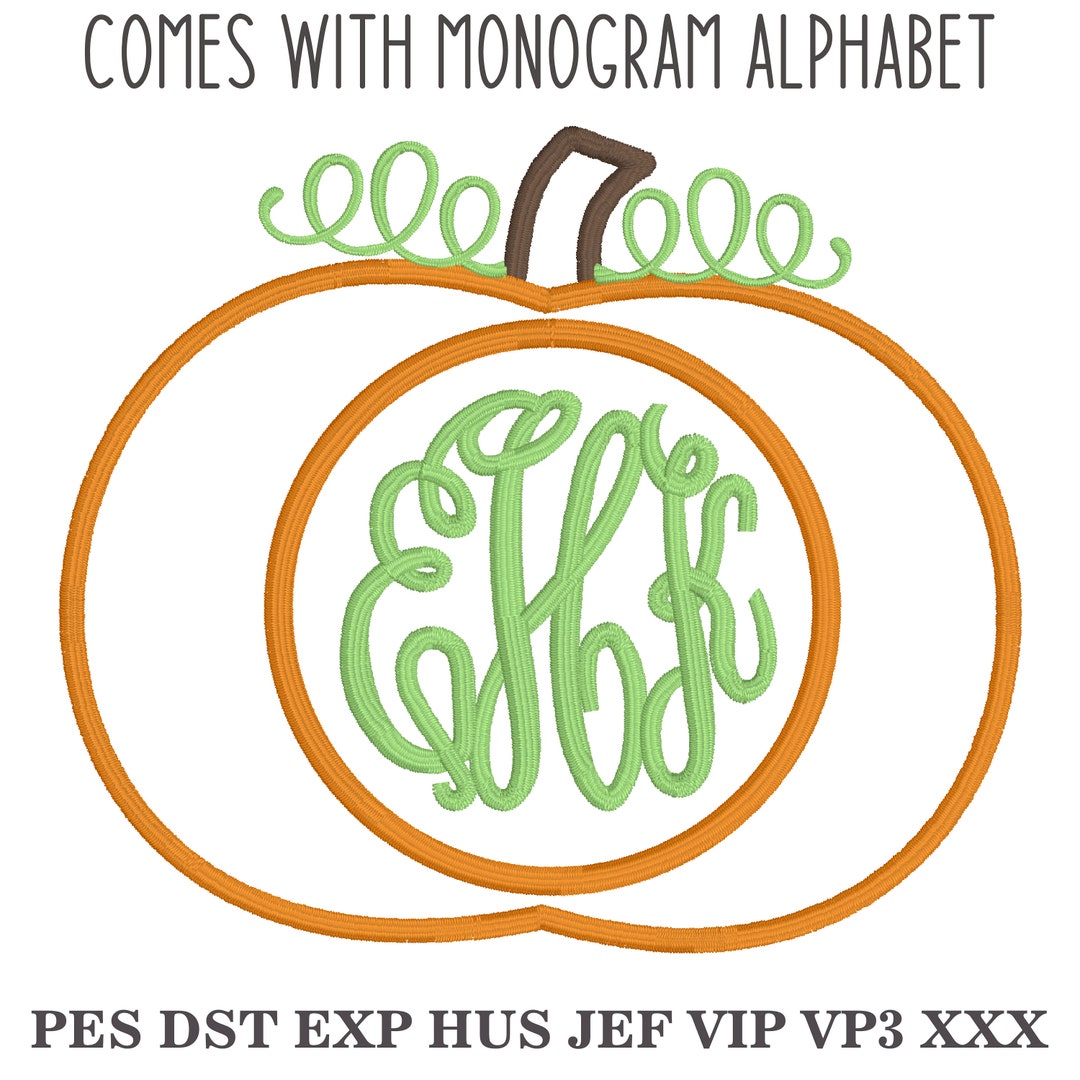 Pumpkin Embroidery Monogram, MACHINE EMBROIDERY, Fancy Monogram ...