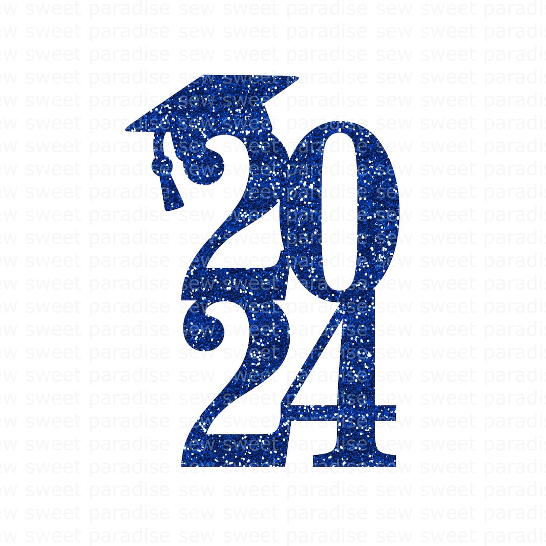 Graduation 2024 PNG Design, Grad Cap 2024 Cake Topper PNG Design, Blue ...