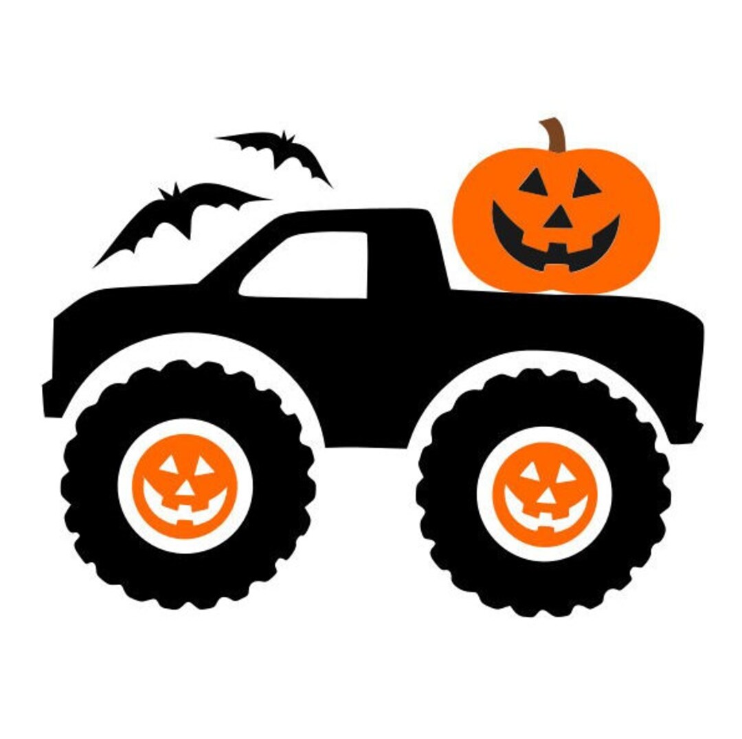 Halloween Monster Truck SVG, Pumpkin SVG, Jackolantern SVG, Digital ...