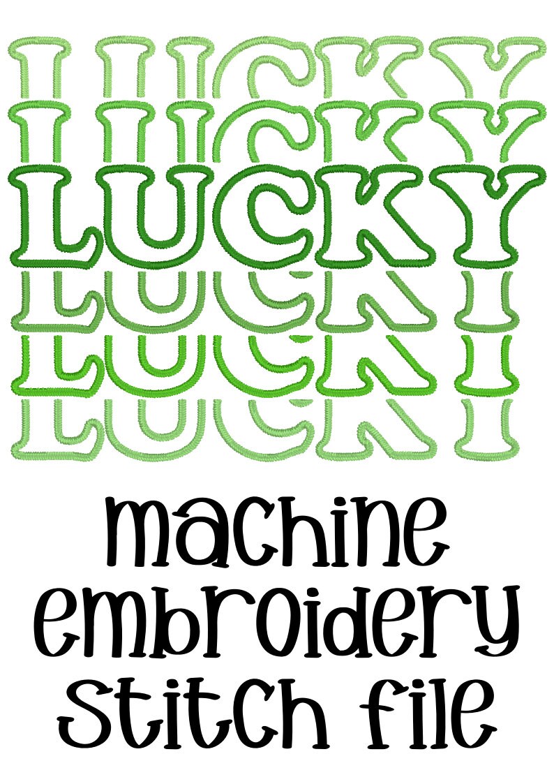 Lucky Embroidery Design Lucky Stacked MACHINE EMBROIDERY St - Etsy