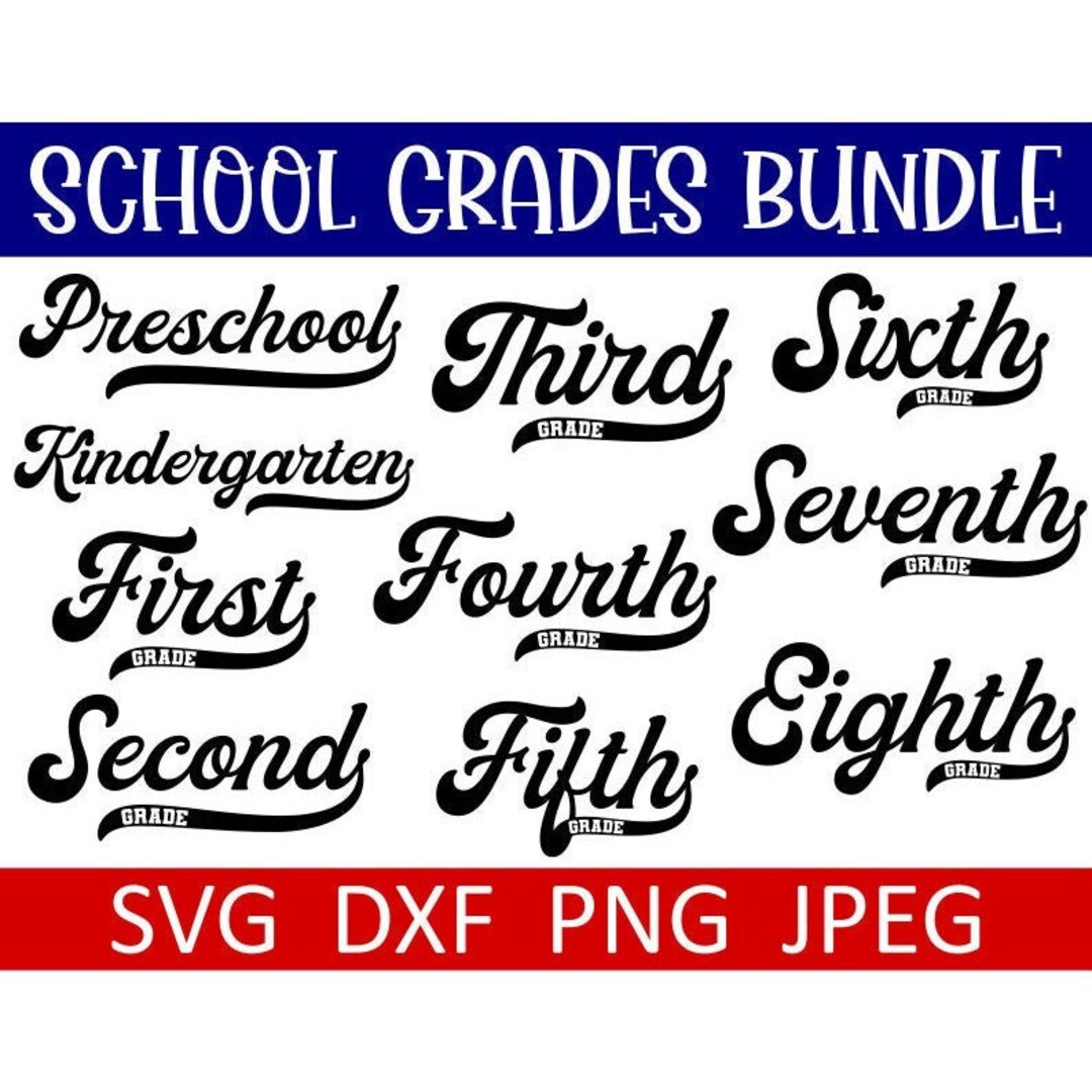 Back to School SVG Bundle, School Grades SVG, Digital Download, Cut ...