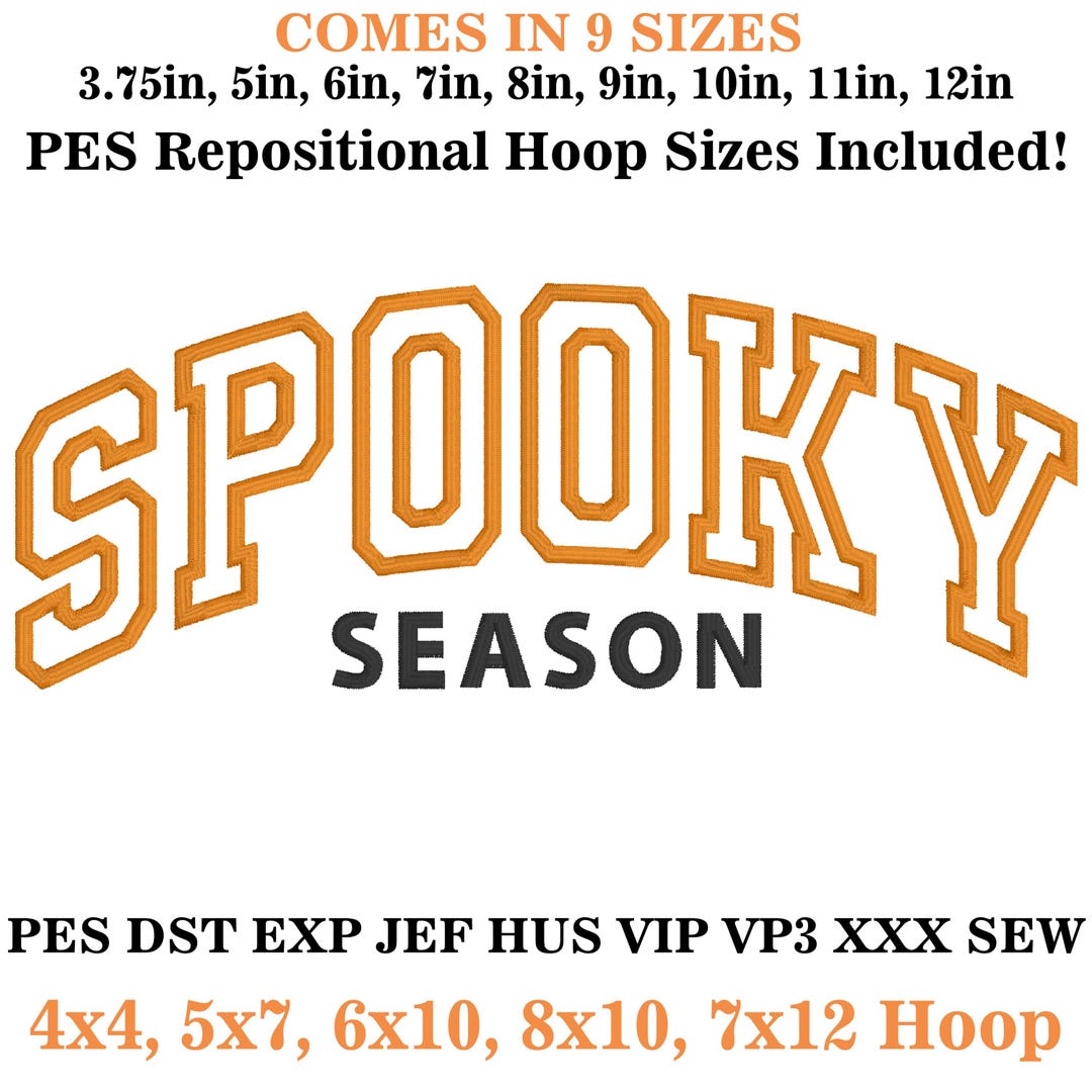 Spooky Season Applique Embroidery Design: Halloween Outline (digital ...
